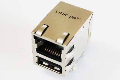 China Gigabit PC Card 90° RJ45 USB Connector With Shield Through Hole 08211X1T36-F for sale