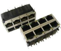 China 2 X 4 Ports Network Stacked RJ45 Magjack For Gigabit Router 0833-2X4R-33 for sale
