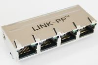 China Tab-Up Silver 1 x 4 Multi-port RJ45 Connector Shielded , 08B0-1X4T-06-F for sale