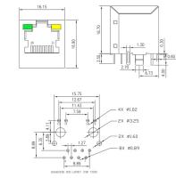 China XRJV-11-01-8-8-4-MD12-2 , Vertical Mounting 8P 8C Shielded 100M Lan Magnetic Inside for sale