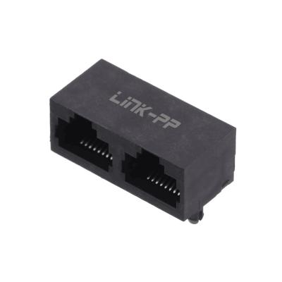 China Dual Port Unshielded 8p8c 1x2 RJ45 Jack Connector E5J88-00AJG2-L for sale
