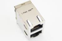 China 2 x 1 Port Female Stacked RJ45 Modular Jack , Shielded SC861-G8-28 for sale