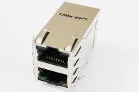 China 2 x 1 Double Port Female RJ45 Modular Jack / POE Connector For SDH RM3-138A9V1F for sale