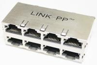 China 2 x 4 Port Female Stacked RJ45 Connectors for Networking SDH 10/100M for sale