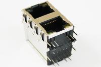 China 2x1 Port Stacked RJ 45 Modular Connector , LPJE106XAGNL 8P8C Shielded w/LED for sale