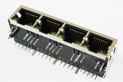 China 10 Pin 1000M Multi-port RJ45 Right Angle , 1 X 4 Port 64F-1301GYD2NL for sale