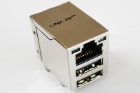 China PCB Mounting 8 Pin RJ45 USB Connector Single Port , ELV Compliant 10/100 Base-T for sale