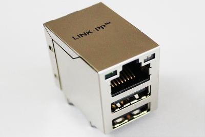 China PCB Mounting 8 Pin RJ45 USB Connector Single Port , ELV Compliant 10/100 Base-T for sale