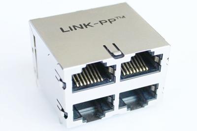 China Network Stacked RJ45 Magjack , Side Entry Shielded JX20-0037NL OEM for sale
