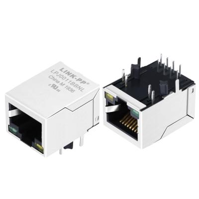 China LPJ0011BBNL 1×1 Integrated RJ45 Connector Tab Down With LED LU1S041F-43 LF for sale