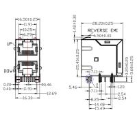 China RJSAE538002 Stacked 2X1 RJ45 Modular Jack 8P8C LPJE218-0CNL for sale