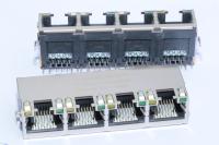 China Low Profile RJ45 Jack 1x4 Port With LED Magnetics Connector LPJE4718AGNL for sale