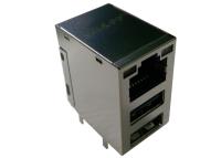 China ARJ-150A Cross Abracon RJ45 1000 Base-T / Dual USB Combo Jack, LPJU5832B50NL for sale