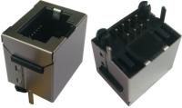China XRJV-S-01-8-8-1 	Vertical RJ45 Jack 8P8C Shielded Green- Yellow LED, LPJE651-0BGNL for sale