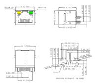 China XRJV-S-01-8-8-1 	Vertical RJ45 Jack 8P8C Shielded Green- Yellow LED, LPJE651-0BGNL for sale