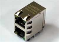 China 2x1 Port Stacked RJ 45 Modular Connector , LPJE106XAGNL 8P8C Shielded w/LED for sale