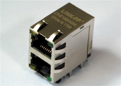 China 2x1 Port Stacked RJ 45 Modular Connector , LPJE106XAGNL 8P8C Shielded w/LED for sale