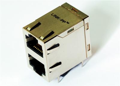 China RJ7-1201ND2 2 x 1 Port Stacked RJ45 With 10/100/1000M Magnetic for sale