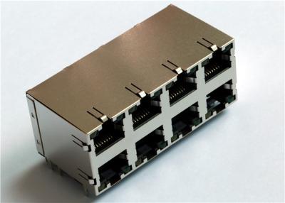 China 2x4 Port 6P6C Stacked Connector N3JD4-035-02 Shielded w/LED for sale