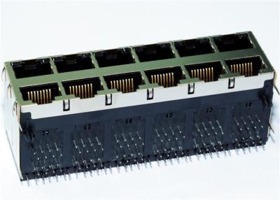 China Horizental Entry  LPJE309-3CNLF Flat Pins 8 Position Jack 2x6 Port Rj45 without LED for sale