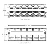 China Horizental Entry  LPJE309-3CNLF Flat Pins 8 Position Jack 2x6 Port Rj45 without LED for sale