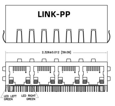 China HFJ14-1G01ER-L11RL 1x4 RJ45 Fastjack With 1000base-T Magnetics for sale