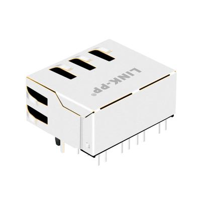 China 1840538-8 1000base-T 1X2 RJ45 Connector With Integrated Magnetics for sale