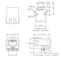 China ARJ11B-MASBF-LU2 1X1 Port RJ45 Modular Connector 10/100 Base-T Without LED for sale