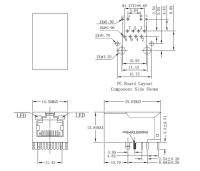 China ARJ11D-MDSD-A-B-FLT2 Tab Up Single Port Rj45 With Integrated Magnetics for sale