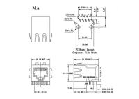 China Gigabit LAN 10/100/1000M Female RJ45 Jack ARJ11E-MASC-L2 Tab-Down Telephone RJ45 for sale