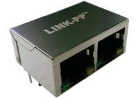 China RB2-1252AG1A Rj45 1x2 Ethernet Connector Dual Port 10/100Base-TX Tab-Down LED for sale