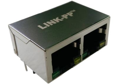 China RB2-1252AG1A Rj45 1x2 Ethernet Connector Dual Port 10/100Base-TX Tab-Down LED for sale