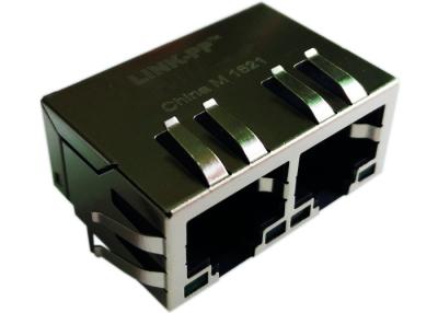 China Dual Port POE RJ45 Connector Magjack 10/100Base-T x2 Shielded With LED for sale