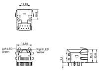China Tab Up 1000 Base-T RJ45 Female Connector 74991114412 Single Port for sale
