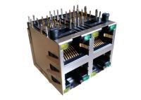 China 0879-2G2R-Y9 Stacked RJ45 Magnetic LPJ27081AFNL 2X2 Port Connector RJ45 W / LED for sale