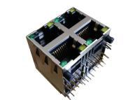 China 0879-2G2R-Y9 Stacked RJ45 Magnetic LPJ27081AFNL 2X2 Port Connector RJ45 W / LED for sale
