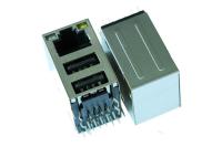 China HY981141A Dual USB + RJ45 Integrated Connectors Cross LPJU5202BONL for sale