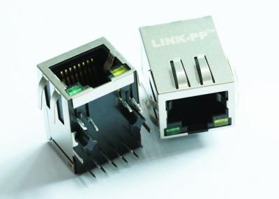 China ARJ11E-MBSD-A-B-GM2 Gigabit 10Pin Magnetic RJ45 Jack Single Port With Tab Down for sale