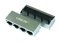 China ARJ14A-MISB-MU2 Gold Plating PCB 1 X 4 Port RJ45 Jack With 100M Connector for sale
