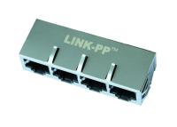 China ARJ14A-MESC-MU2 Four Port Rj45 Connector 10/100Base-T Shield W / EMI Fingers for sale