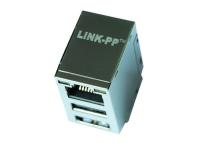 China ARJU31B-MCSN-A-AD-ELT2 Female RJ45 PCB Connector with Dual USB Power Jack for sale