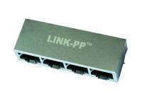 China 7499031001A 1 X 4 Port RJ45 Jack With 10/100 Magnetic Connector LPJF46401DNL-4 for sale