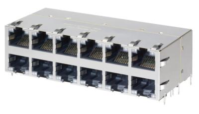China 2x6 RJ45 Multi Connector 85732-1008 Enabled PSE PoE+ with LEDs for sale
