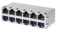 China 2x6 RJ45 Multi Connector 85732-1008 Enabled PSE PoE+ with LEDs for sale