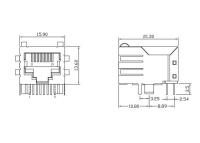 China PTC1111-01G = XRJF-01J-0-D41-0T0 RJ45 Single Port 8p8c Connectors LPJF0014CNL for sale