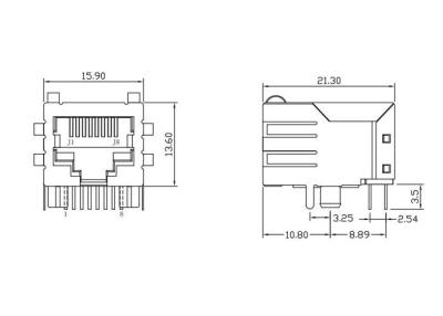 China PTC1111-01G = XRJF-01J-0-D41-0T0 RJ45 Single Port 8p8c Connectors LPJF0014CNL for sale