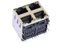 China 2041376-1 2x2 Multi-port RJ45 Side Entry PCB Jack With Shield LPJE107-3AHNL for sale