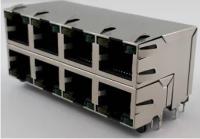 China Stacked 2x4 RJ45 Modular Jacks RJSAE538A08 Shielded With EMI Tabs for sale