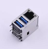 China RJ45 Connector With USB JFM38U1M-B313-4F 100/1000 Base-T Tab Up for sale