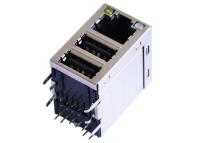 China FM38U1A-B313-4F Ethernet Dual RJ45 USB Connector 10/100/1000M LPJU6895BONL for sale